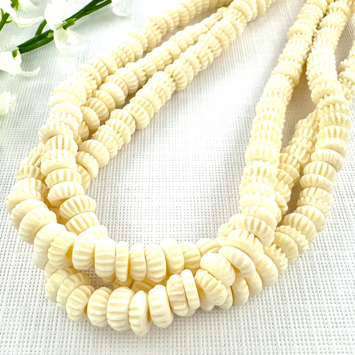White 7mm Ribbed Bone Spacers – Jessie Rae Studio
