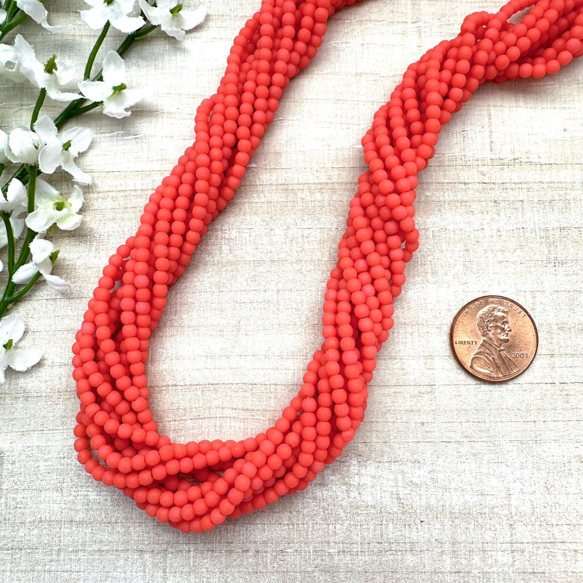 Matte Coral 3mm Round Glass – Jessie Rae Studio